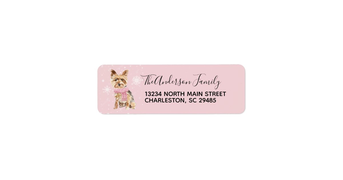 Yorkie Yorkshire Terrier Holiday Christmas Address Label | Zazzle