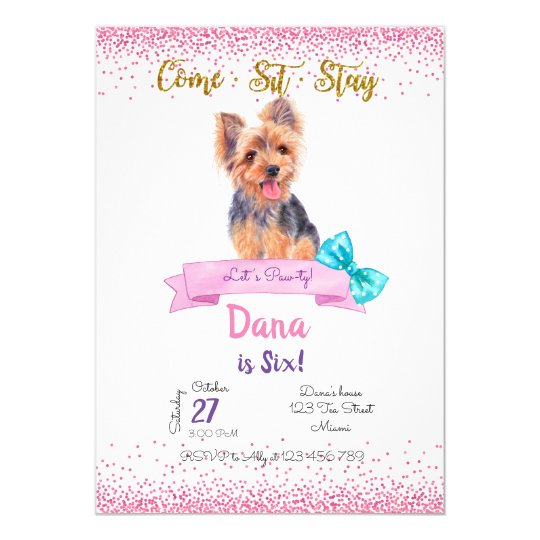 Yorkshire Birthday Invitation, Yorkshire Terrier Invitation | Zazzle.com