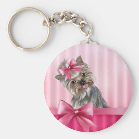 Yorkshire Terrier Pink Princess Yorkie Puppy Dog Keychain | Zazzle.com