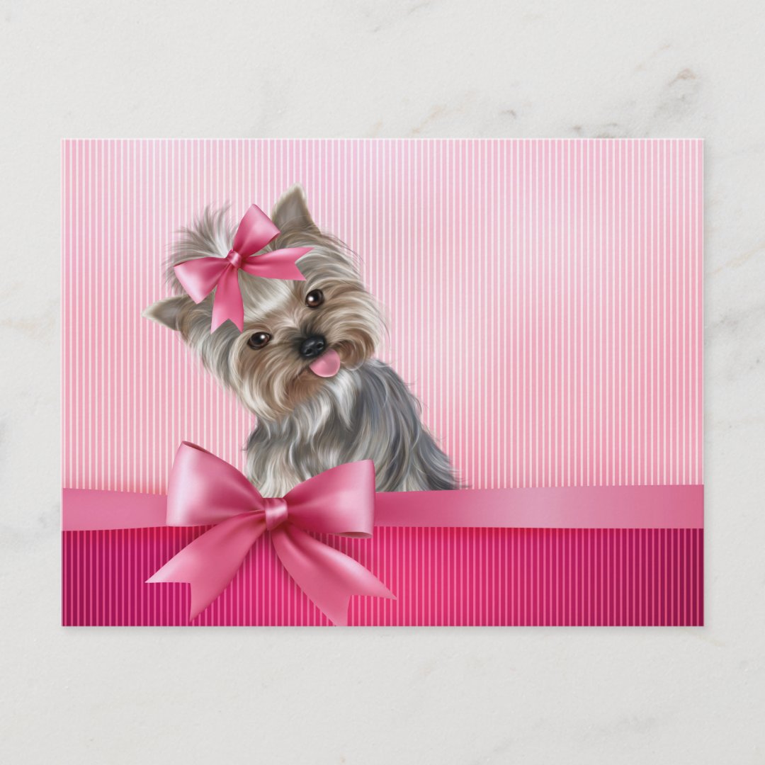 Yorkshire Terrier Pink Princess Yorkie Puppy Dog Postcard | Zazzle