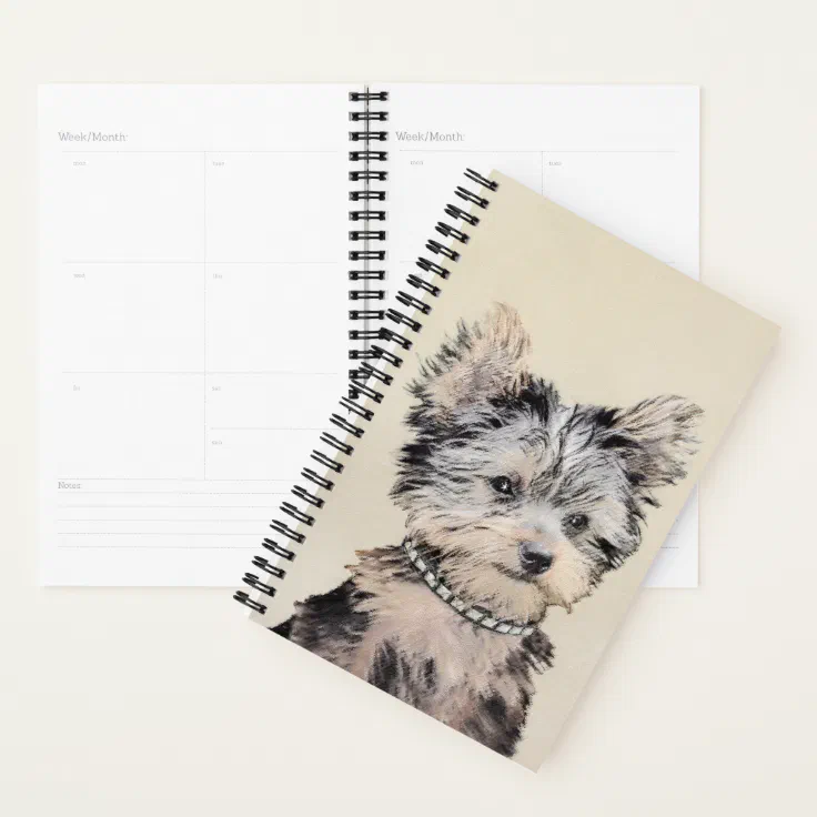 Yorkshire Terrier Puppy Painting Original Dog Art Planner | Zazzle