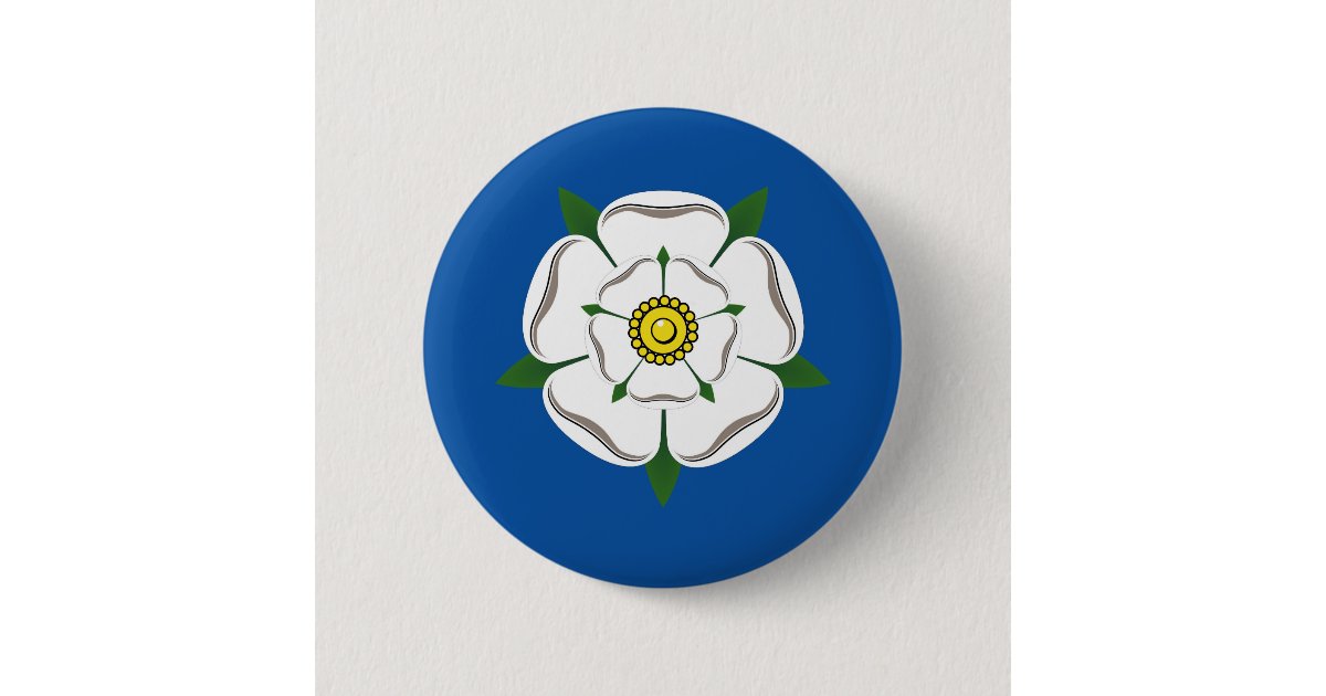 Yorkshire white rose badge button | Zazzle