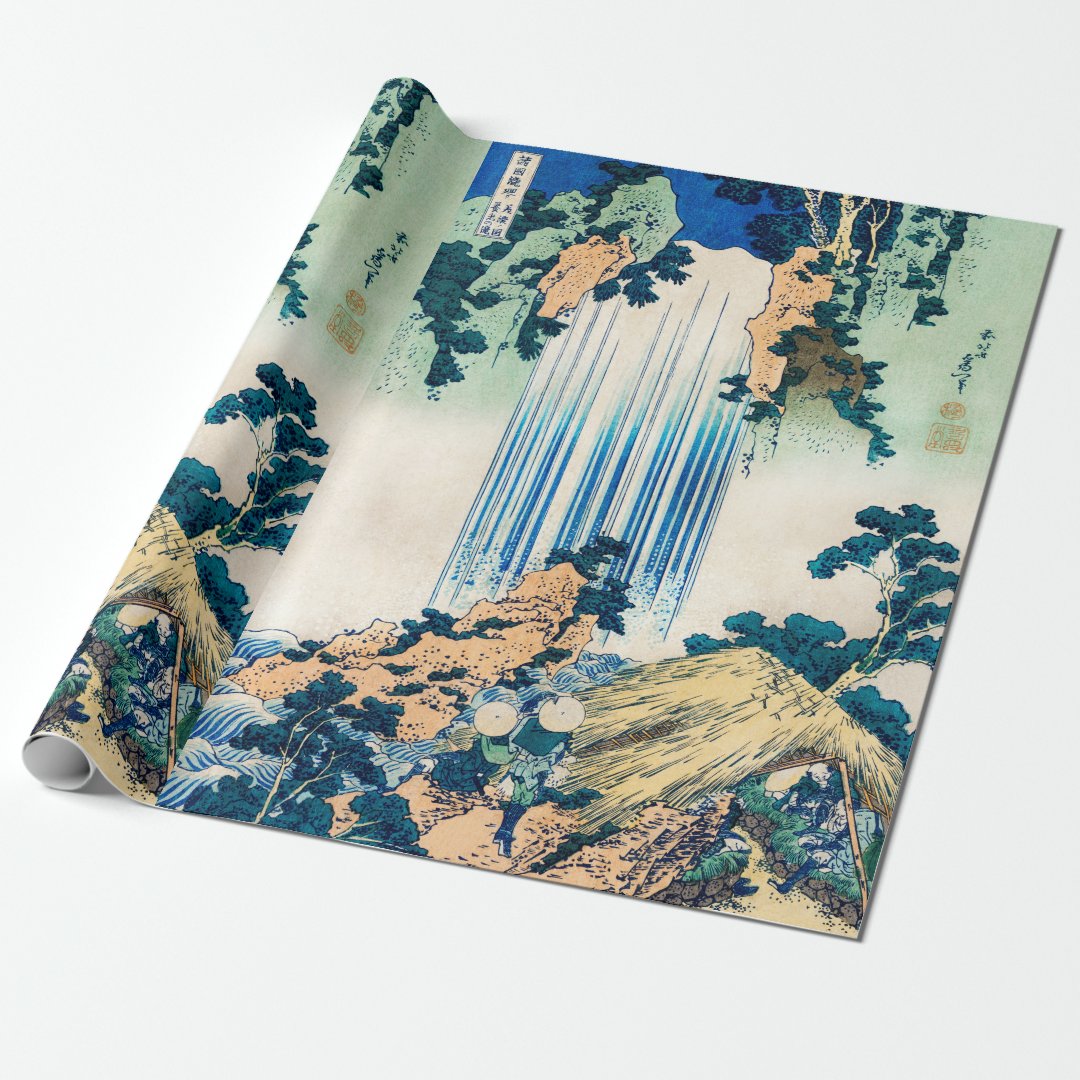Yoro Waterfall Mino Province by Katsushika Hokusai Wrapping Paper | Zazzle