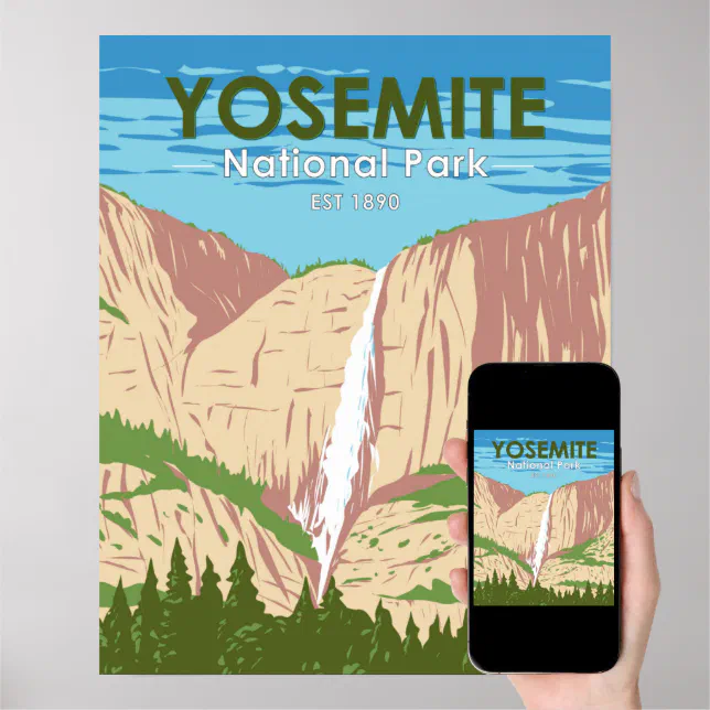 Yosemite National Park California Waterfall Poster | Zazzle