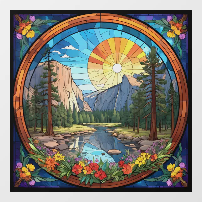 Yosemite National Park Faux Stained Glass Mosaic Window Cling | Zazzle