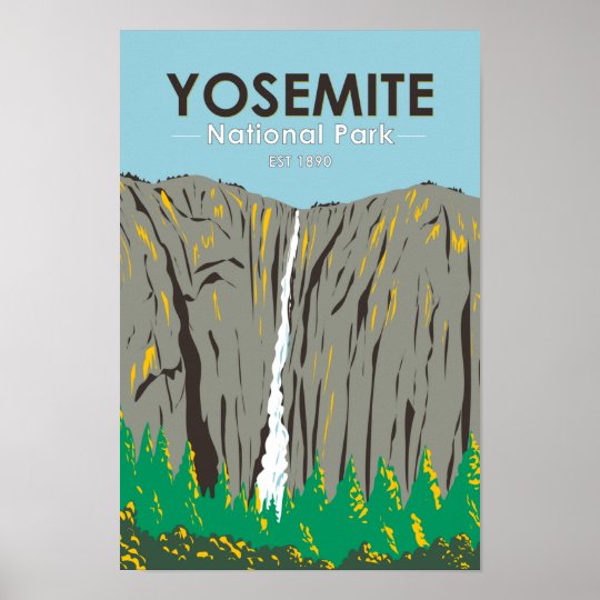 Yosemite National Park Ribbon Falls California Poster | Zazzle.com