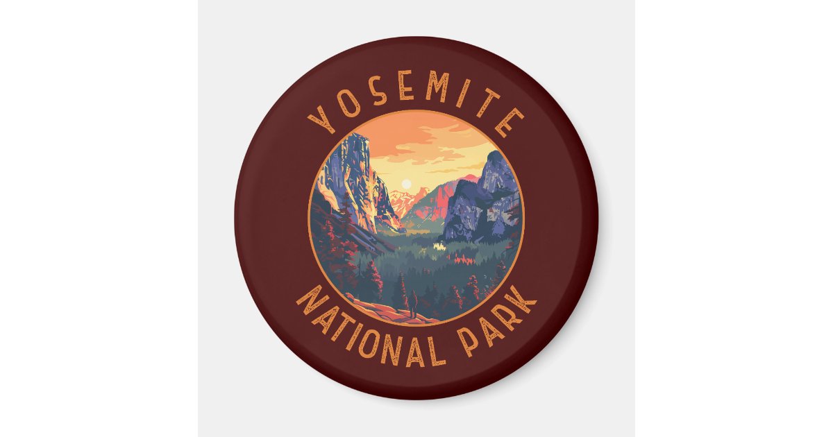 Yosemite Sunset National Park Retro Distressed Magnet | Zazzle