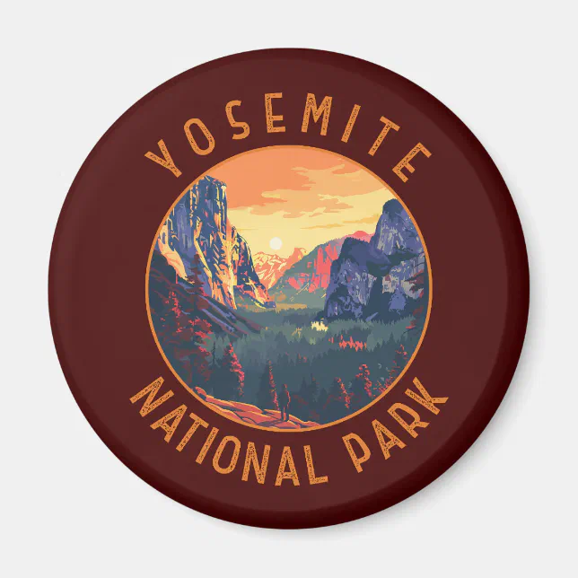 Yosemite Sunset National Park Retro Distressed Magnet | Zazzle