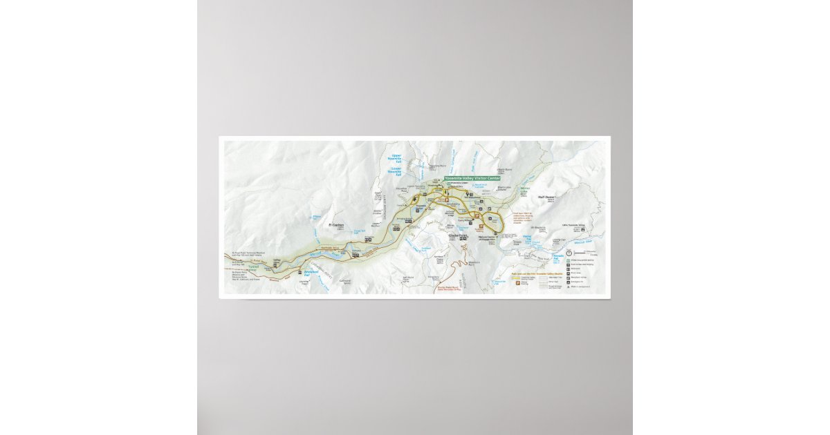 Yosemite Valley map poster | Zazzle
