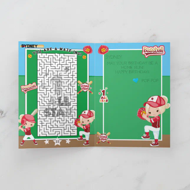 You Are A-Maze-ing Blonde Girls Softball Birthday Card | Zazzle