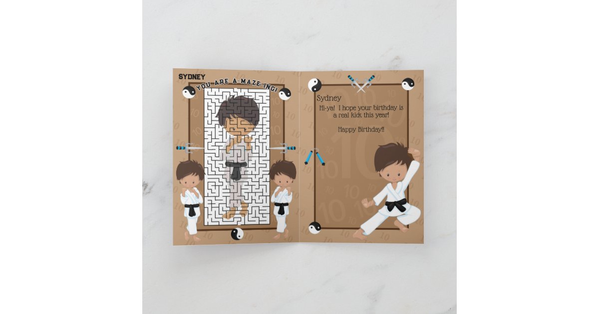 You are A-Maze-ing Ethnic Boys Karate Birthday Card | Zazzle