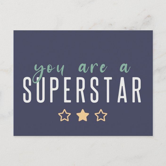 You are a Superstar | Modern Navy Gold Star Hero Postcard | Zazzle