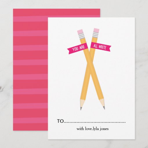 You are All Write Valentine day Card | Zazzle