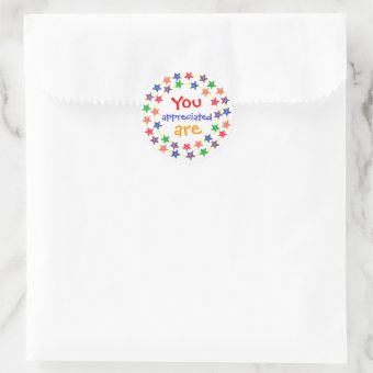 You are appreciated, stickers, with colorful stars classic round ...