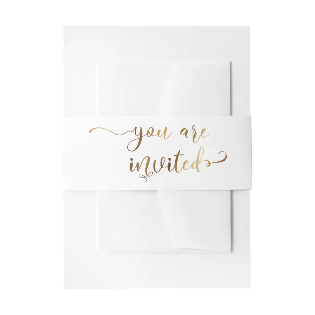 You are Invited Elegant Calligraphy Gold and White Invitation Belly ...