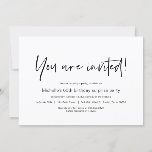 You are invited, Surprise Birthday Party Invitatio Invitation | Zazzle