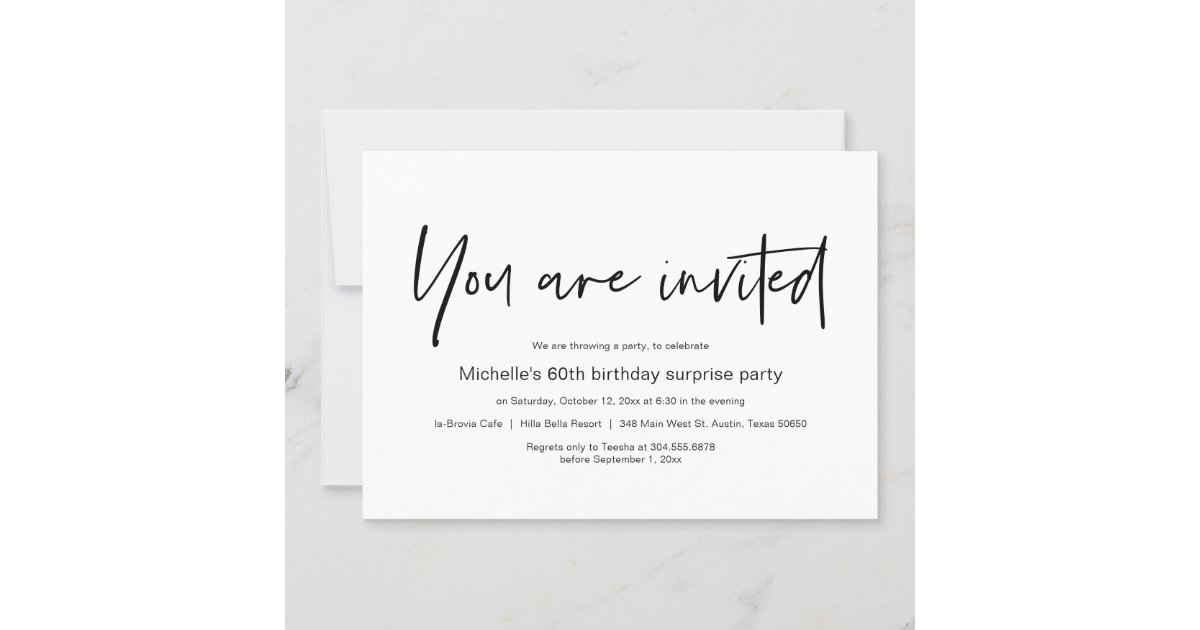 You are invited, Surprise Birthday Party Invitation | Zazzle