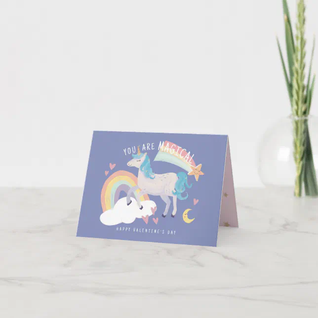 You Are Magical Unicorn and Rainbow Valentine Card | Zazzle