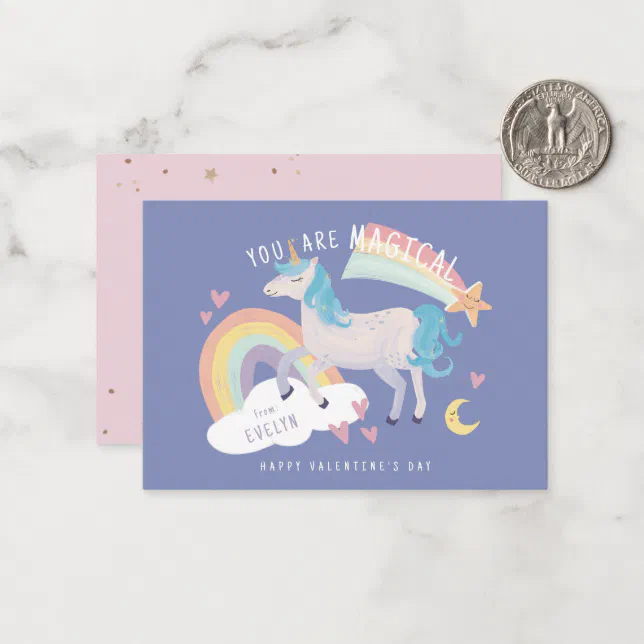 You Are Magical Unicorn and Rainbow Valentine Note Card | Zazzle