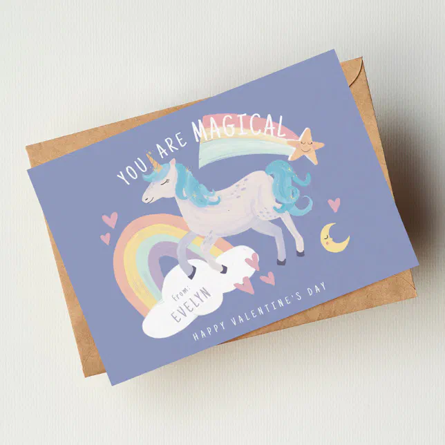 You Are Magical Unicorn and Rainbow Valentine Note Card | Zazzle