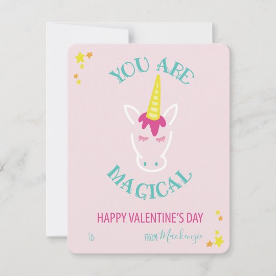 You Are Magical Unicorn Classroom Valentine Holiday Card | Zazzle.com