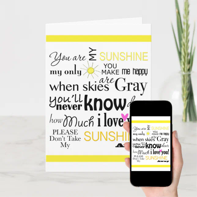 You are my Sunshine Card | Zazzle