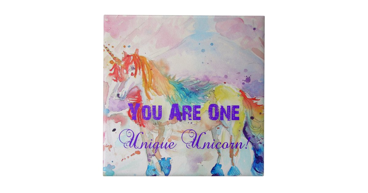 You Are One unique Unicorn Purple Ceramic Tile | Zazzle