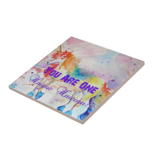 You Are One unique Unicorn Purple Ceramic Tile | Zazzle