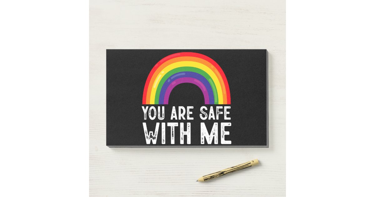 You Are Safe With Me LGBTQ Pride Month Rainbow Post-it Notes | Zazzle