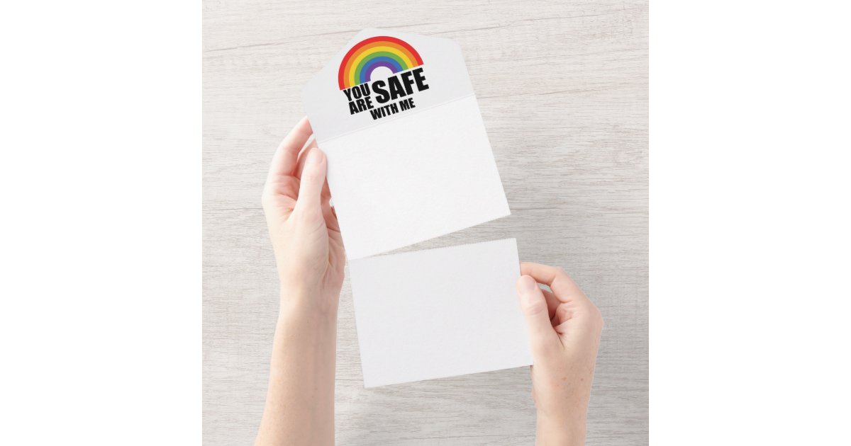 You Are Safe With Me LGBTQ Rainbow Pride All In One Invitation | Zazzle