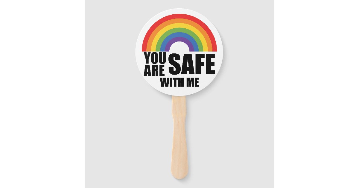 You Are Safe With Me LGBTQ Rainbow Pride Hand Fan | Zazzle
