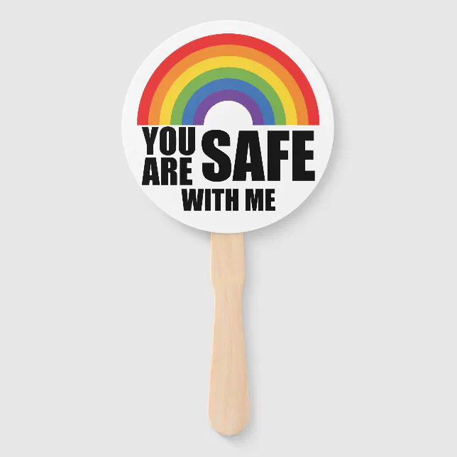 You Are Safe With Me LGBTQ Rainbow Pride Hand Fan | Zazzle
