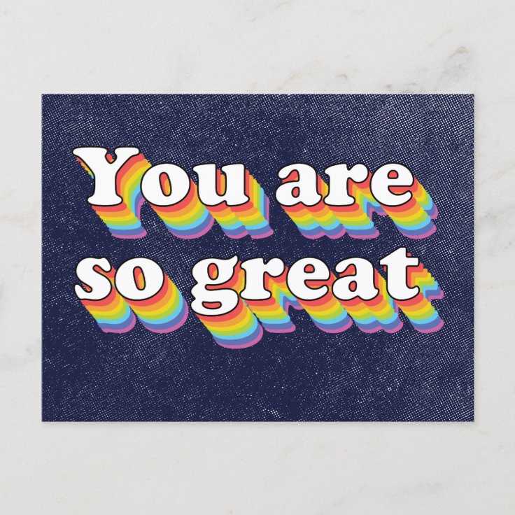 You Are So Great Retro Style Holiday Postcard | Zazzle