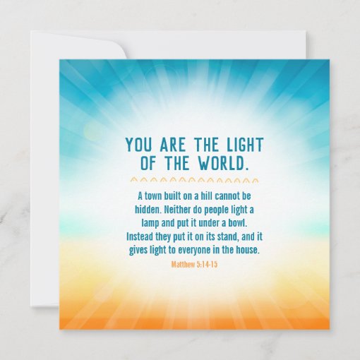 You Are the Light of the World, Bible Verse Design Card | Zazzle