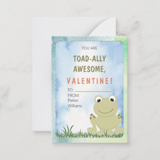 You Are Toad-ally Awesome Valentines Day Classroom Note Card | Zazzle
