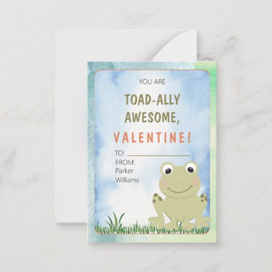 You Are Toad-ally Awesome Valentines Day Classroom Note Card | Zazzle.com
