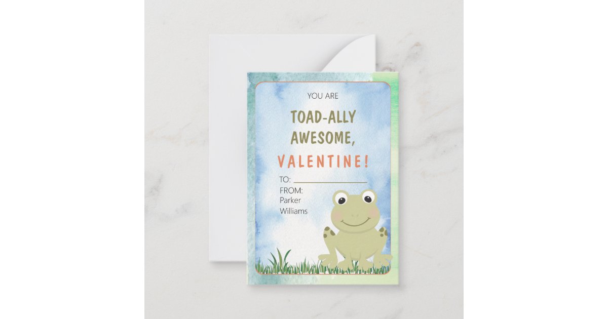You Are Toad-ally Awesome Valentines Day Classroom Note Card | Zazzle.com