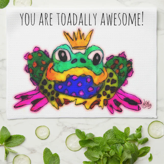 You Are Toadally Awesome Frog 1/2 Fold Kitchen Towel | Zazzle