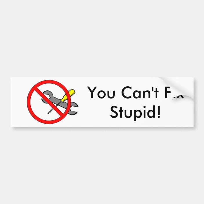 "You can't fix Stupid!" Bumper Sticker | Zazzle.com