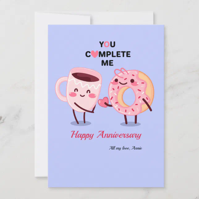 You Complete Me Anniversary Card | Zazzle
