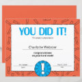 You Did It Award Certificate of Achievement PDF | Zazzle