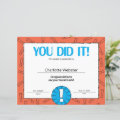 You Did It Award Certificate of Achievement PDF | Zazzle