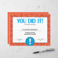 You Did It Award Certificate of Achievement PDF | Zazzle