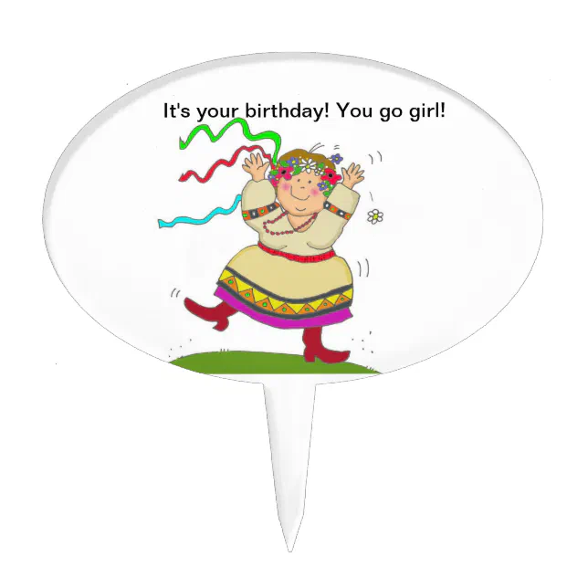 You Go Girl! Ukrainian Folk Art Cake Topper | Zazzle