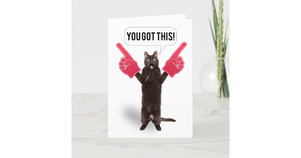 You Got This Encouragement Cat Cheering Holiday Card | Zazzle