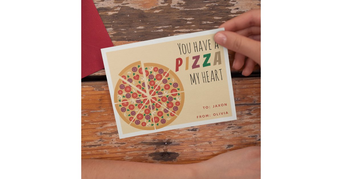 'You Have a Pizza My Heart' Classroom Valentines Postcard | Zazzle