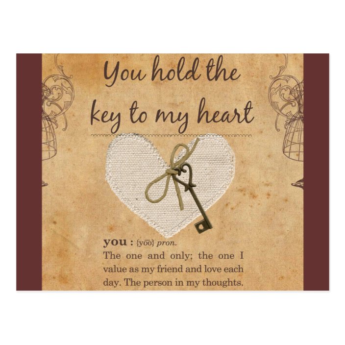 You Hold the Key to My Heart Postcard | Zazzle.com