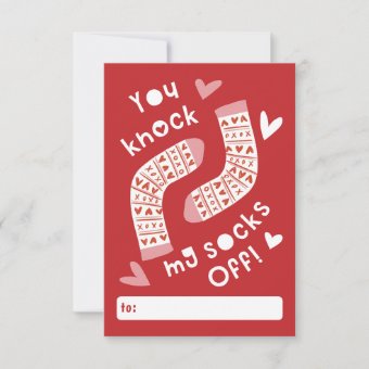 You Knock My Socks Off Classroom Valentine Invitation | Zazzle