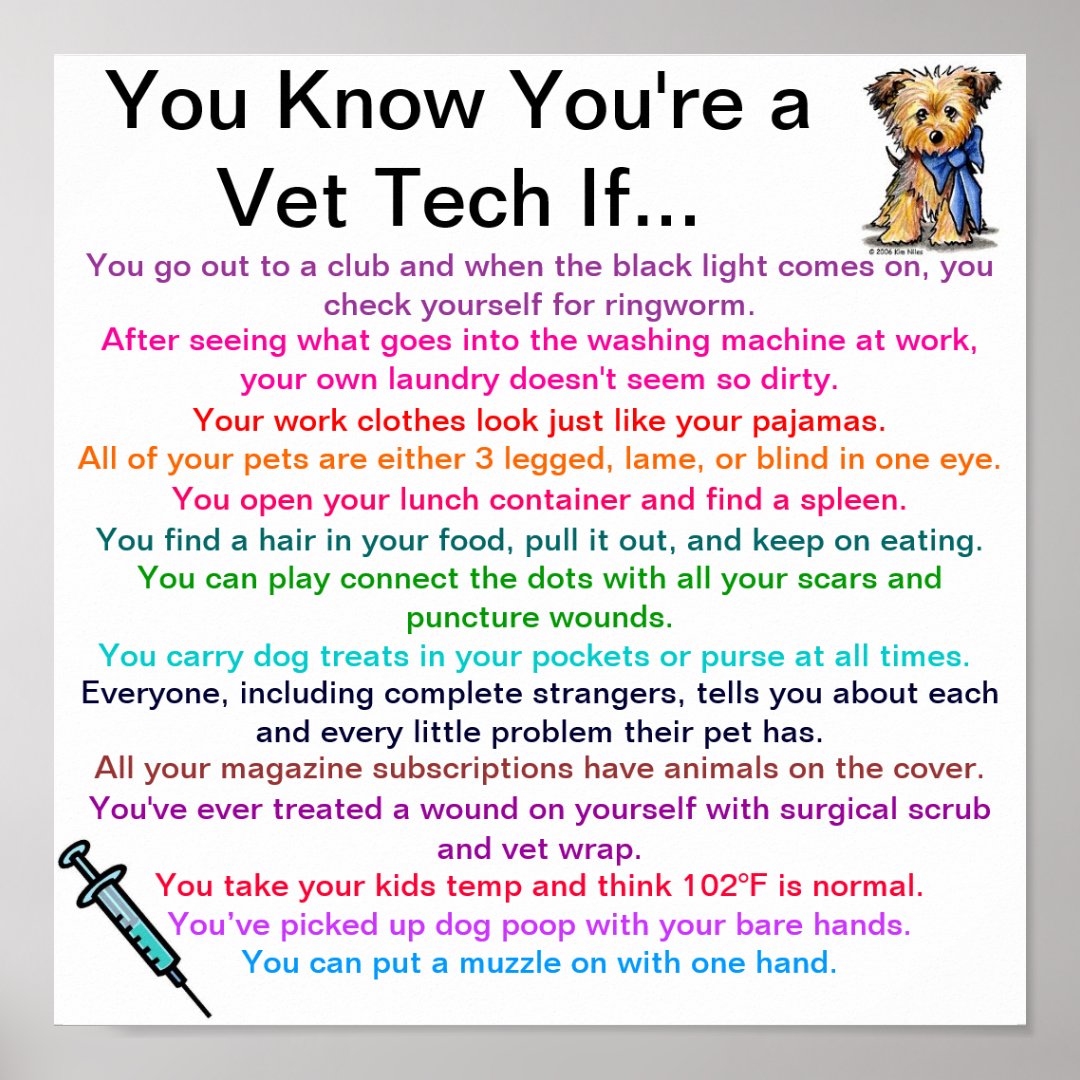 You Know You're a Vet Tech If... Poster | Zazzle
