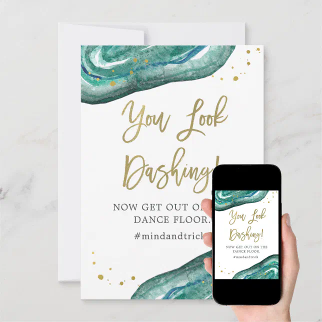 You Look Dashing | Teal Geode and Gold Wedding Invitation | Zazzle